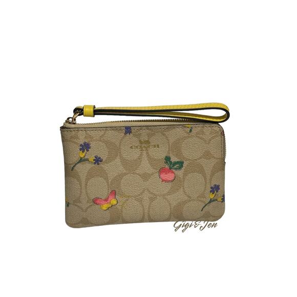 Coach | Bags | Coach Corner Zip Wristlet In Signature Canvas With ...
